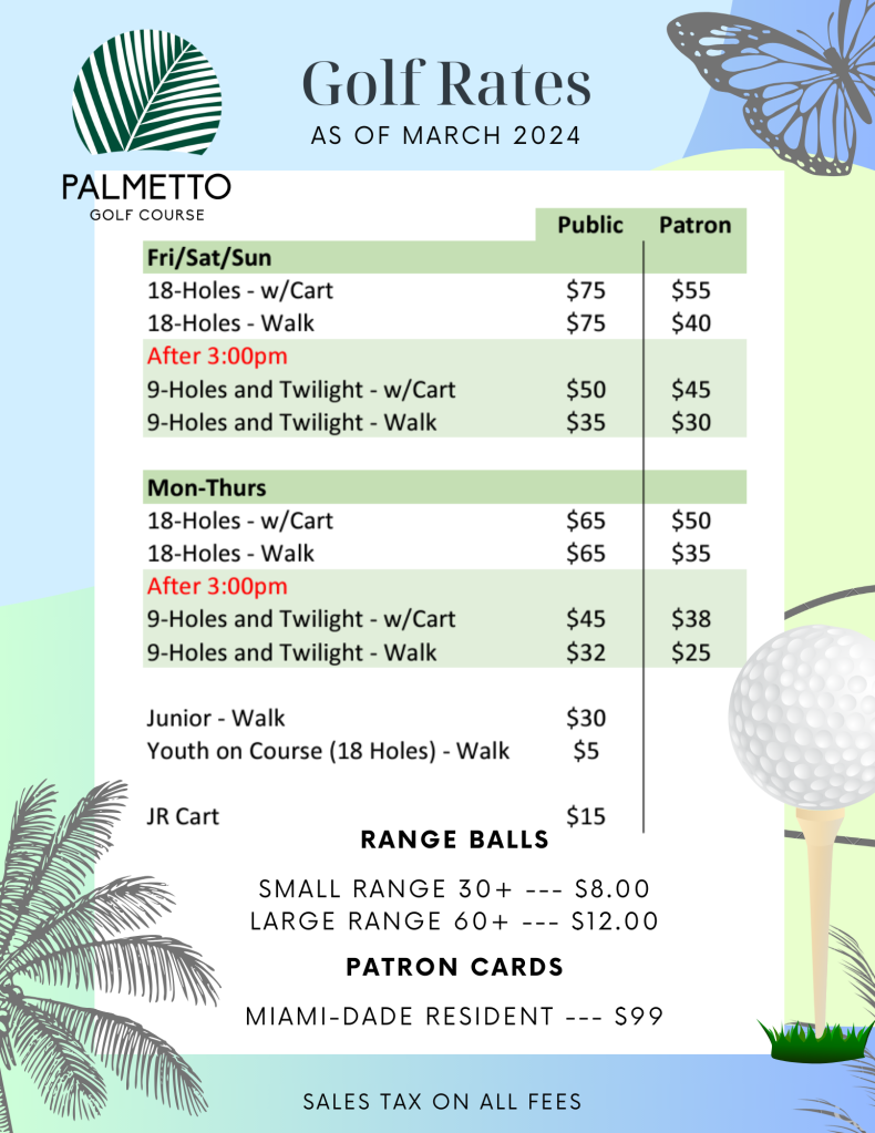 Rates - Palmetto Golf Course