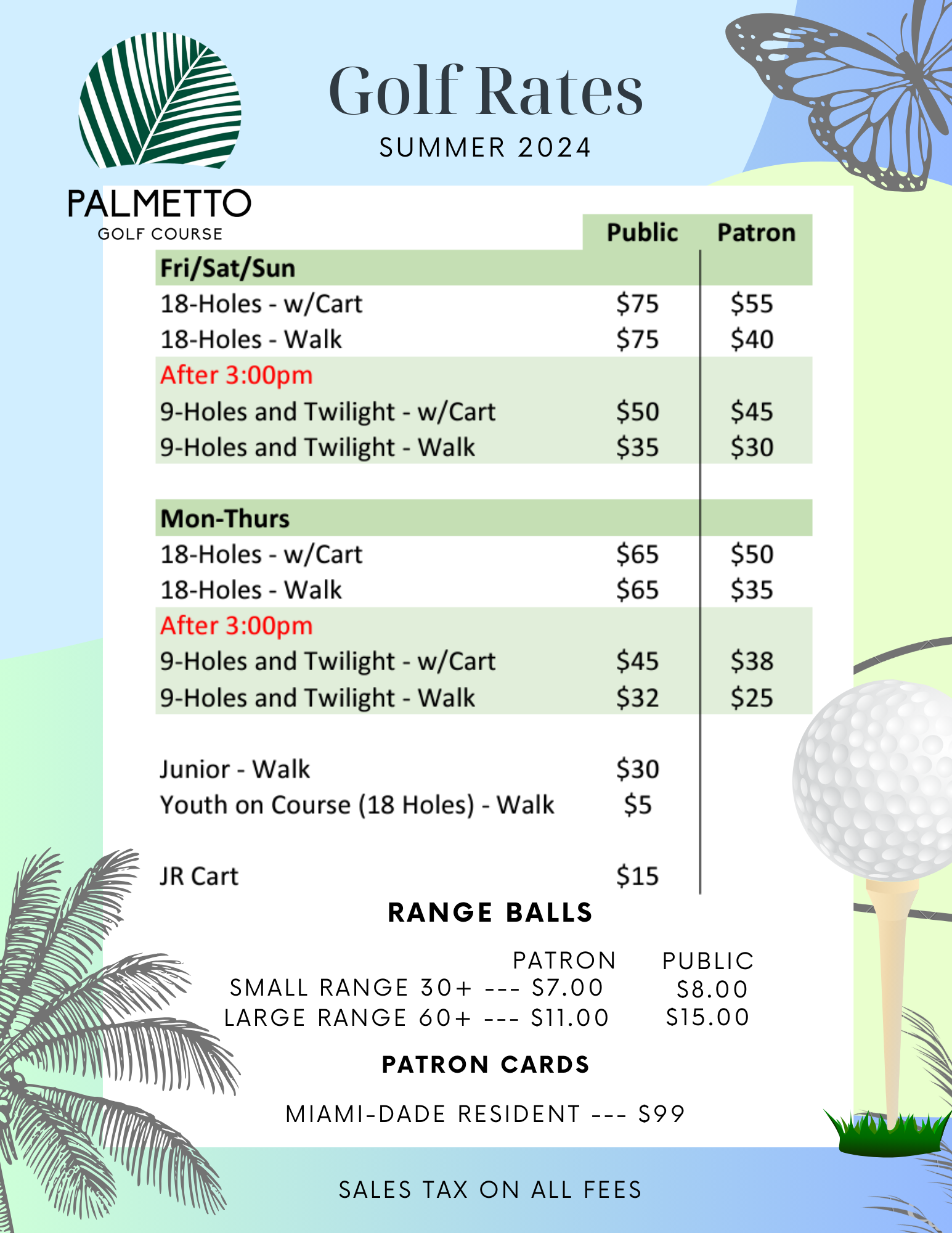 Rates - Palmetto Golf Course